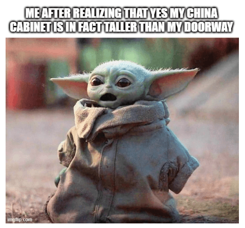 Items grew when it's moving time meme